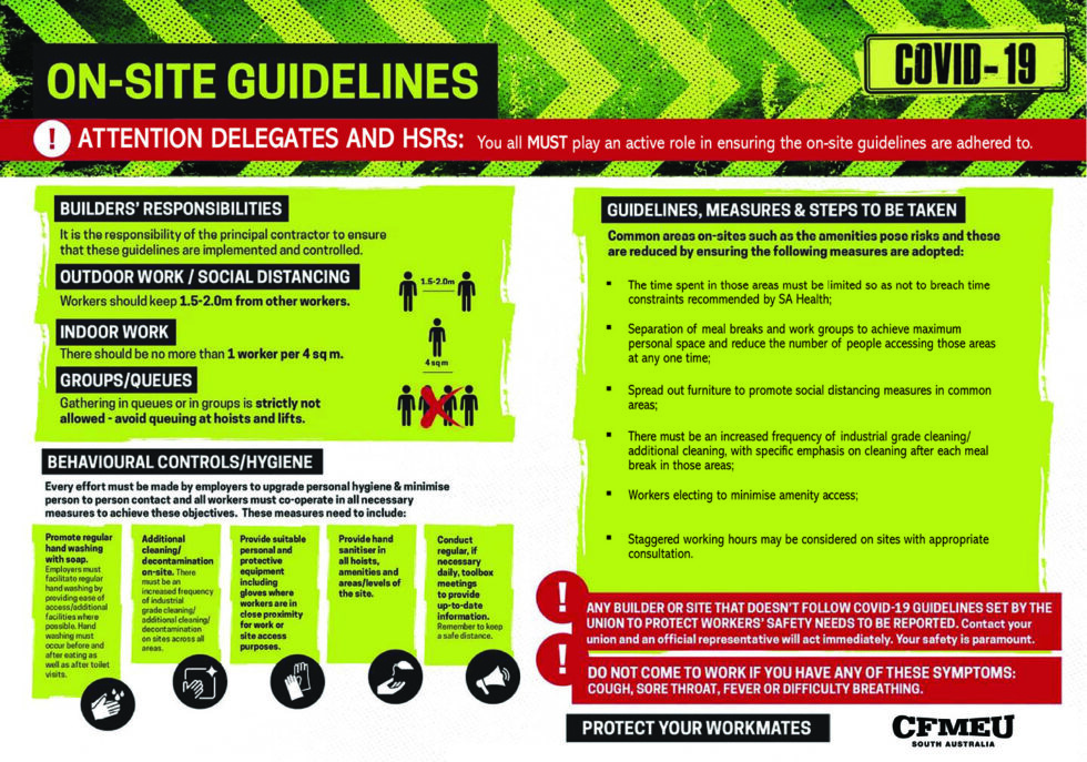 COVID-19 On-Site Guidelines - CFMEU SA