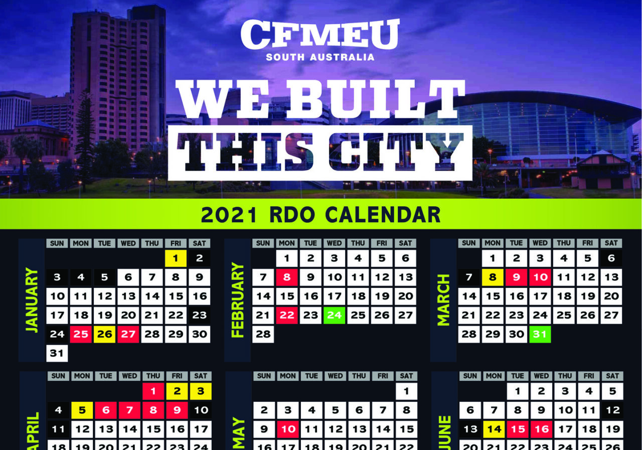 THE 2021 RDO CALENDAR IS OUT NOW! - CFMEU SA
